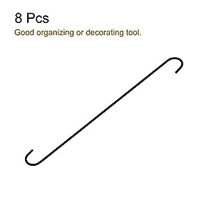 uxcell S Hanging Hooks, 20inch/500mm Extra Long Steel Hanger, Indoor Outdoor Uses for Garden, Bathroom, Closet, Workshop, Kitchen, Black, 8Pcs
