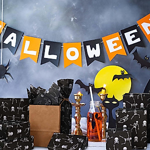 Bolsome 100 Sheets 20 × 14 Inches Halloween Tissue Paper for Gift Packaging Black White Dancing Skeleton Patterned Tissue Paper for Halloween Trick or Treat Party DIY Craft