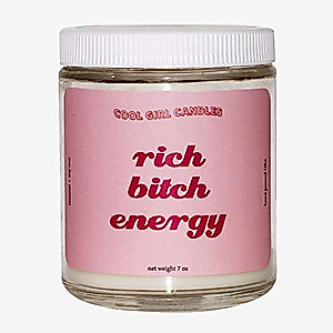 Cool Girl Candles |Rich Bitch Energy Sweet Amber + Floral Scented Candle | All Natural Coconut Soy Wax | The Best Strong Scented Candles for Home Fragrance | Clean Burning | Funny Gifts | 8.5 fl oz