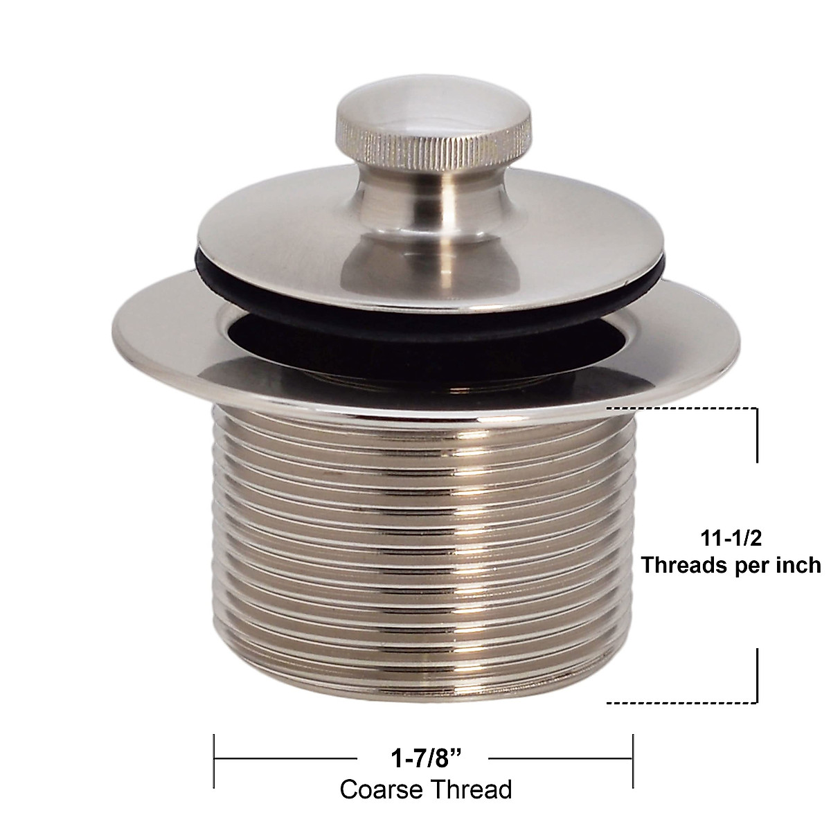 Westbrass D3324-26 1-1/2" NPSM Twist & Close Bathtub Drain Plug, Coarse Thread, Polished Chrome
