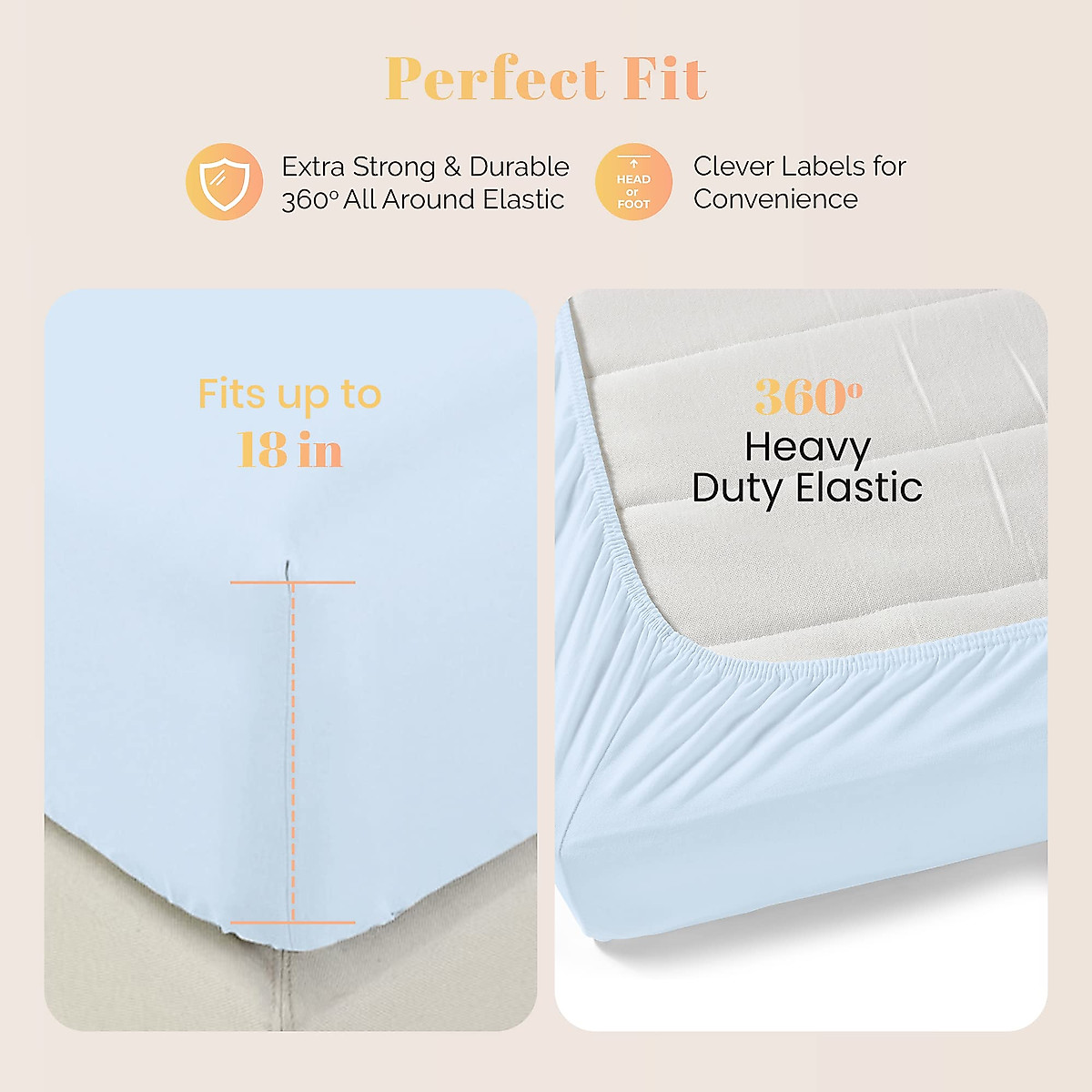 Ashton Sheets 100% Egyptian Cotton Sheets Queen Size - 800 Thread Count 4 PC Queen Sheet Set Egyptian Cotton, Sateen Luxury Sheets Queen Size, High Thread Count Sheets, 16" Deep Pocket - Light Blue