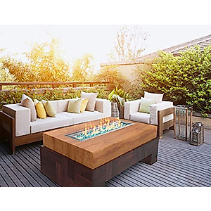 Skyflame Linear Stainless Steel Drop-in Fire Pit Pan and Burner with Burner Cover, 42 by 6-Inch