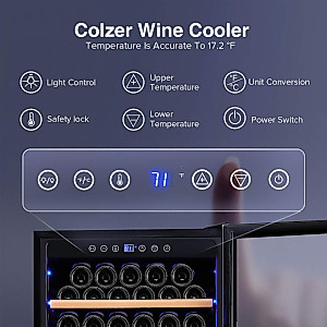COLZER 24 Inch Wine Cooler Refrigerators,154 Bottle Fast Cooling Low Noise No Fog Wine Fridge with Professional Compressor Stainless Steel,Digital Temperature Control Built-in Freestanding