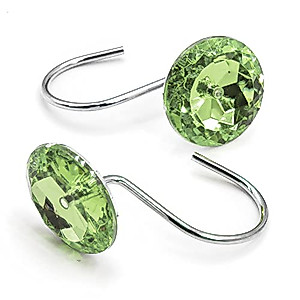 Gibelle 4 Pcs Bathroom Shower Curtain Set with Non-Slip Rugs, Toilet Lid Cover and Bath Mat, Sage Green Diamond Shaped Shower Curtain Hooks Set of 12