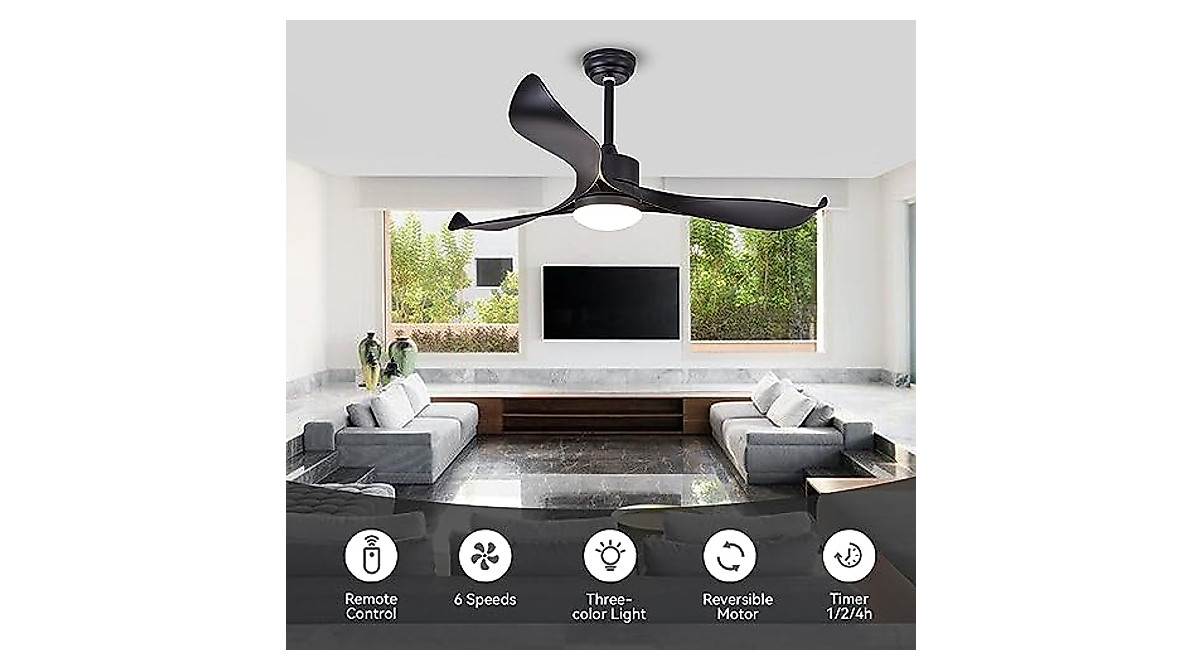 MOBECK 52'' Black Modern Ceiling Fan with LED & Remote