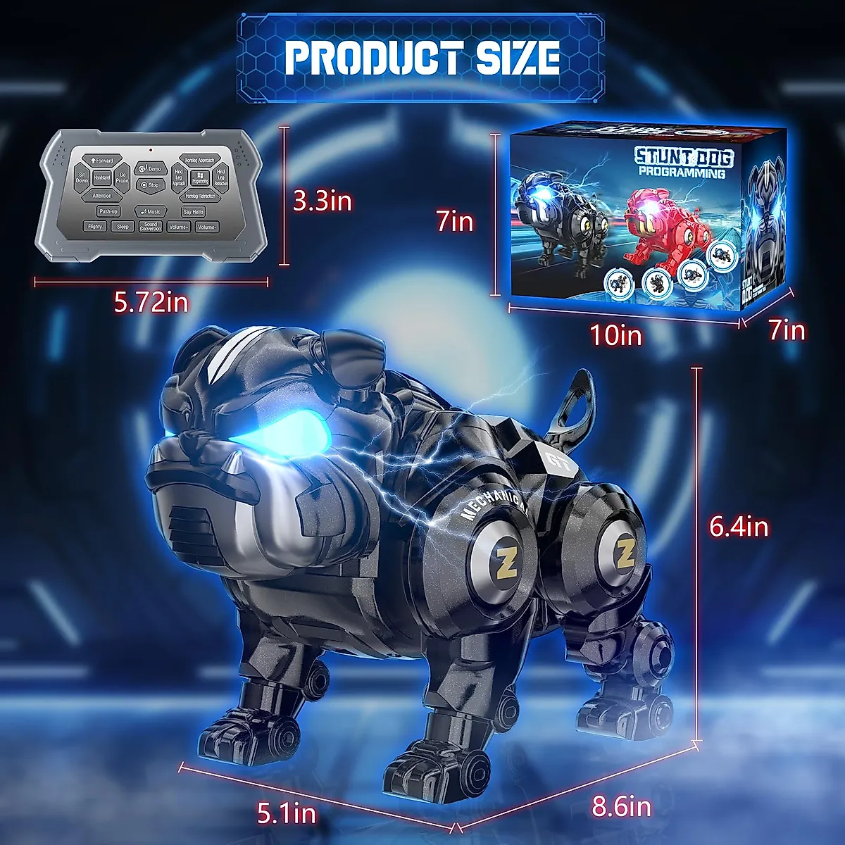 Blkont Remote Control Robot Dog Toys for Boys, Rechargeable Programmable Stunt Robot Dog with Singing, Dancing and Touch Functions for Boys Ages 3 4 5 6 7 8 9+ Birthday, Black