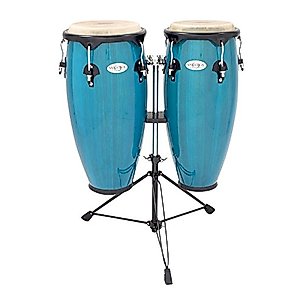 Toca Synergy Wood Conga Set w/ Double Stand - Bahama Blue