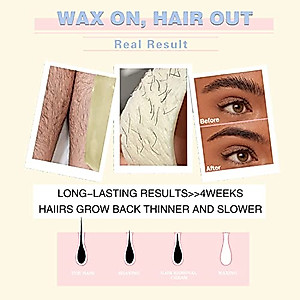 Hard Wax Beads for Sensitive Skin Hair Removal, 1.1LB Painless Pearl Waxing Beans with 20 Spatulas for Bikini, Eyebrow, and Facial At-Home Waxing for Women and Men (Cream)