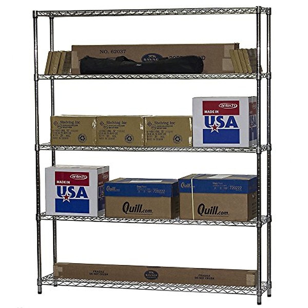 Shelving Inc. 12"d x 60"w x 72"h Chrome Wire Shelving with 5 Shelves
