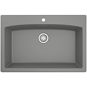 Karran QT-712 Drop-In Quartz Composite 33 in. 1-Hole Single Bowl Kitchen Sink Kit in Black