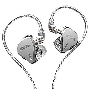 CCA CS16 in-Ear Monitors, 16BA Reference HiFi Stereo IEM Wired Earphones/Earbuds/Headphones with Detachable Cable 2Pin for Musician Audiophile (Without Mic, Silver)