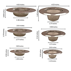BaraBara Kitchen Sink Strainer, Stainless Steel Sink Drain Strainer, Kitchen Sink Strainer Basket, 6 Pieces Ideal for Kitchen, Bathroom, Shower Room.