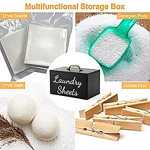 Welltop Dryer Sheet Holder, Dryer Sheet Dispenser with Lid for Laundry Room Organization, Farmhouse Laundry Dryer Sheets Holder for Laundry Decor, Wooden Fabric Softener Dispenser Laundry Container