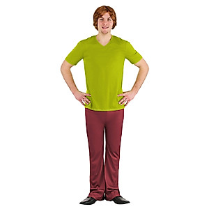 Scooby Doo Shaggy Costume for Men - Green Shirt and Maroon Pants - Hippie Detective Outfit for Halloween