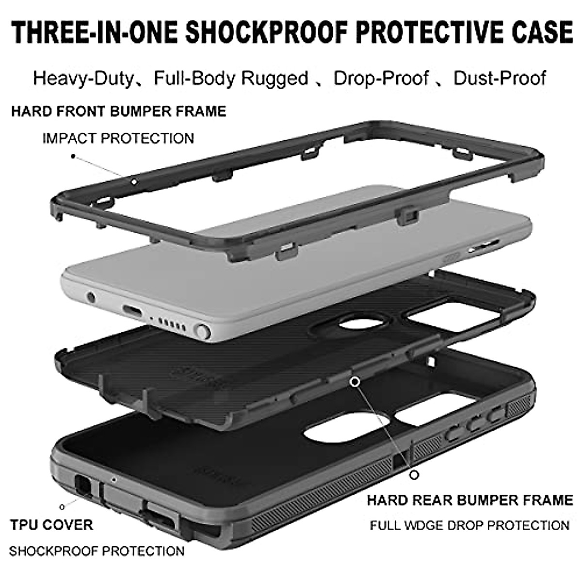 ONOLA Compatible with Moto G Stylus 5G 2021 Case with HD Screen Protector [ Not for G Stylus 5G 2022/ 4G 2021 ]Heavy Duty 3 in 1 for Motorola Moto G Stylus 5G 2021(Black, G Stylus 5G)