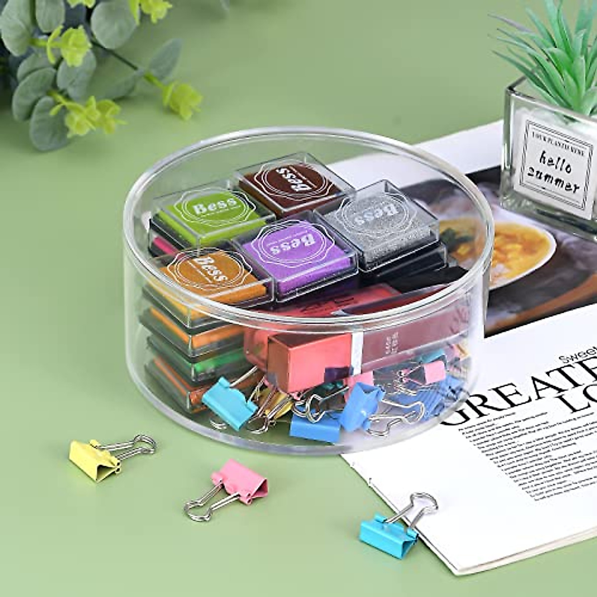 Dayaanee Round Acrylic Box with Lid, 2 Pack Clear Round Organizer Container Acrylic Circle Box with Lid, 5.9” Storage Boxes for Candy,Pill, Nails, Beads and Tiny Jewelry