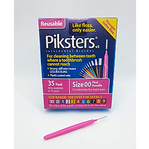 Piksters Interdental Brushes (35 Pack, Size 00 (Pink))