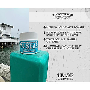 Tip Top 7Seas Island Matte Pomade - Medium Hold Matte Finish - Pina Colada Scent 4.25oz