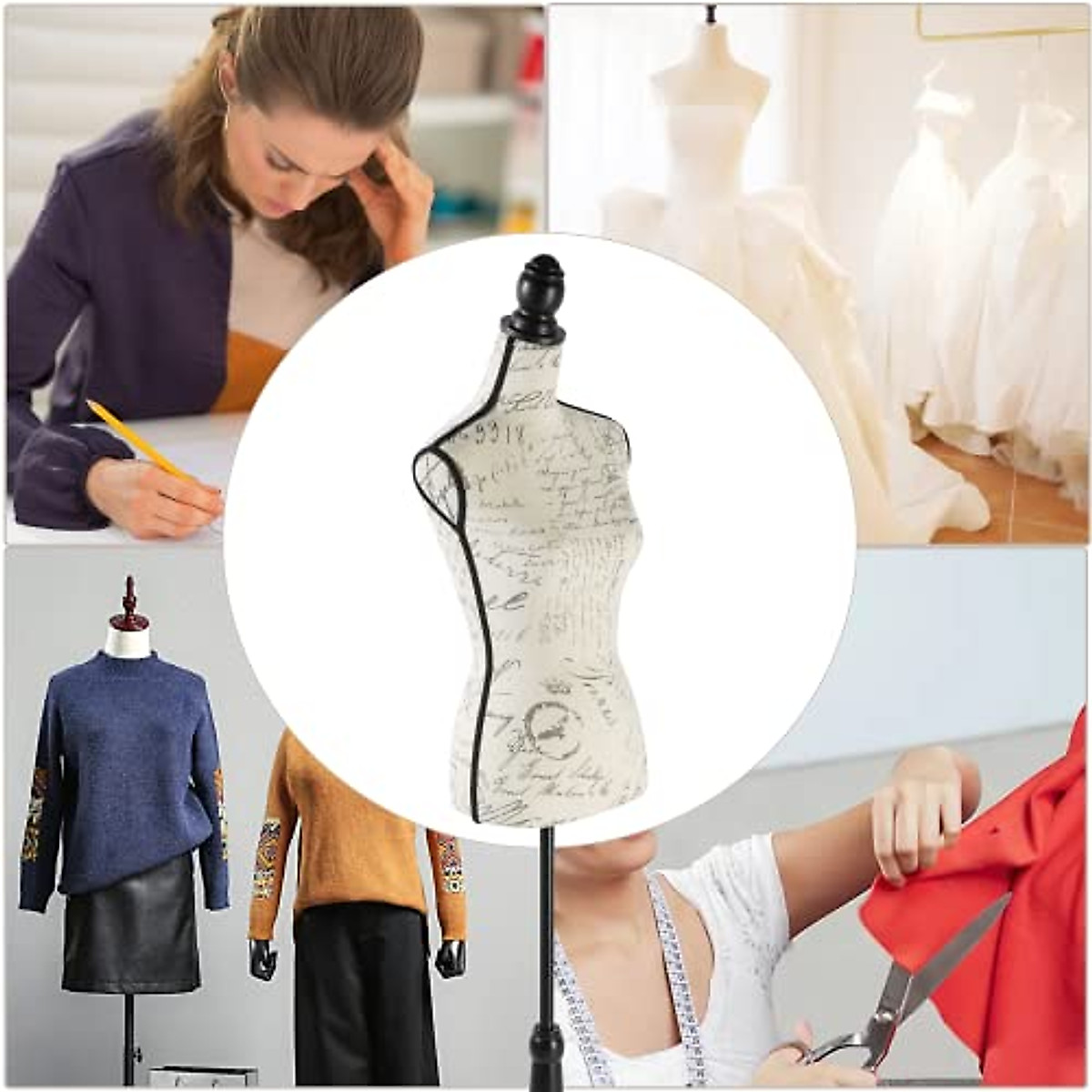 Encomle Dress Form Female Mannequin Torso, Height Adjustable Mannequin Body with Stand for Sewing, Display, Ivory