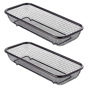CALLARON 2Pcs Dishwasher Silverware Basket Utensil Drying Rack Cutlery Organizers Caddy Countertop Storage Baskets for Spoon Chopstick Knife Fork Black