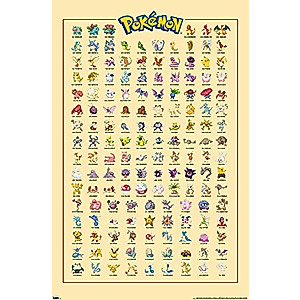 Trends International Pokémon - Kanto Grid Wall Poster, 22.375" x 34", Premium Unframed Version