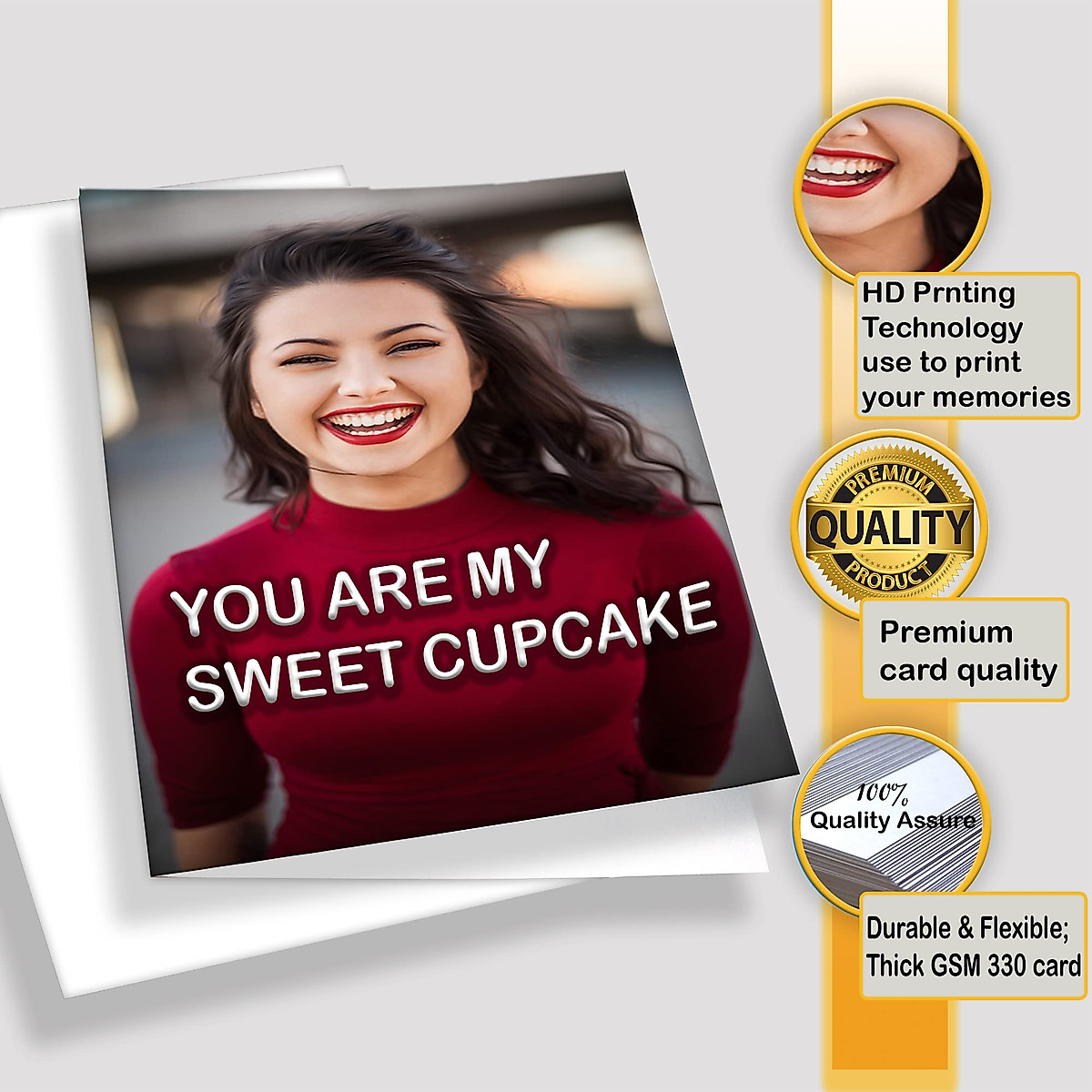 Personalized Greeting Cards with Envelopes - Customized Birthday Cards, Print Photo, Text, Note of Your Choice - Custom Thank You Cards for Christmas, Thanksgiving, or Invitations - USA Made