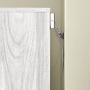 Dreambaby Heavy Duty Hinged Metal Furniture Anchors for Baby Proofing - Adjustable Metal Cable Straps - Suitable for Bookcases, Chests of Drawers & Display Cabinets - Silver - 2 Pack - Model L1429