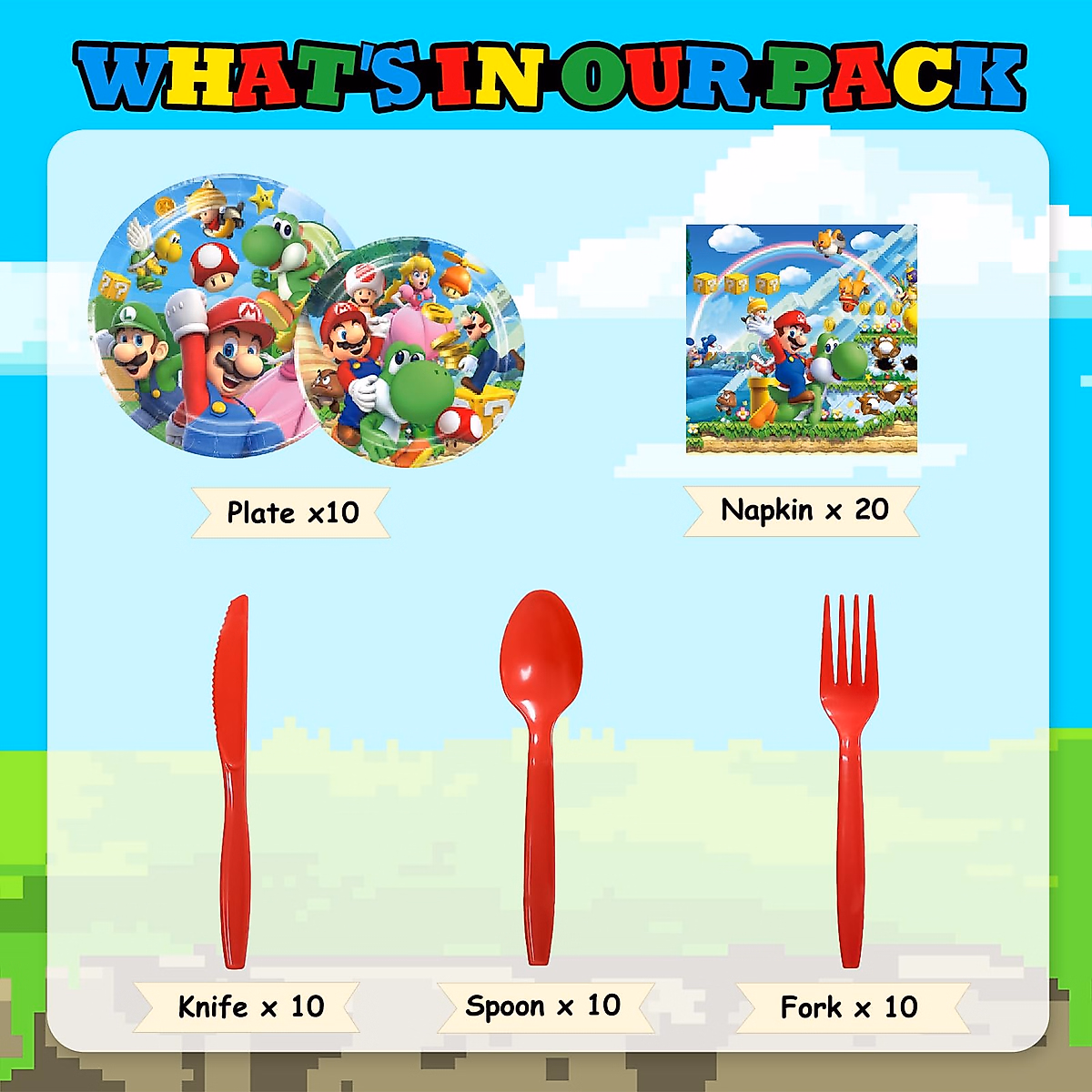 117Pcs Birthday Party Supplies - Birthday Decorations Kit for Boys Kids Including Balloons, Banner, Tableware, Swirls, Tablecloth, Plates, Cutlery, Forks, Spoons, Knife & Napkins (Buy This)