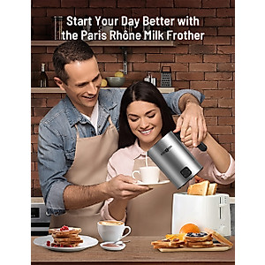 Milk Frothers, PARIS RHÔNE 4-in-1 Automatic Warm and Cold Milk Foamer, Electric Milk Frother and Steamer for Coffee, Milk Warmer, Foam Maker for Latte, Cappuccino, Macchiato