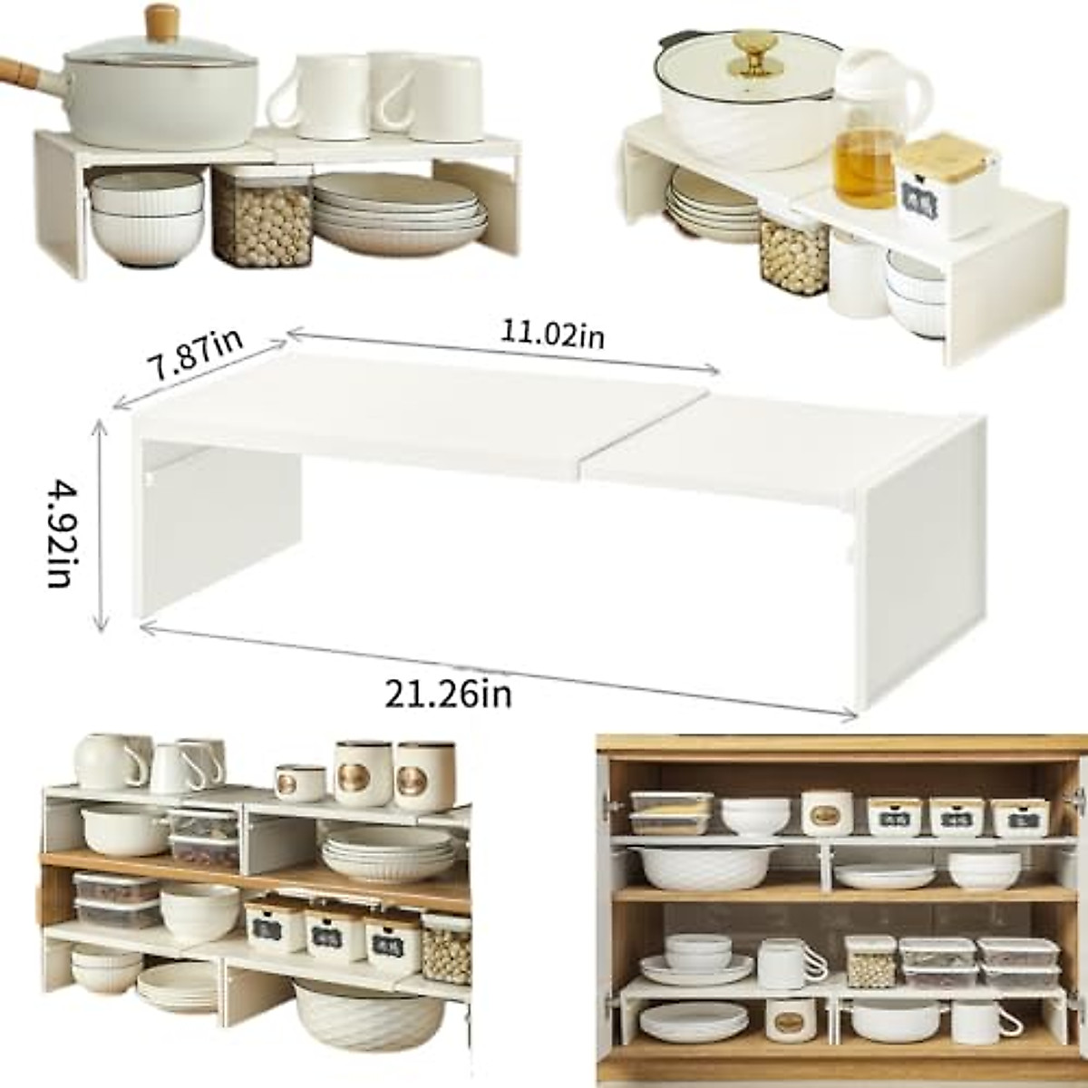 Zmcaiwsy Kitchen cabinets and Counter Shelves Layered Shelves, Store, and Increase Space，can be Stacked, extensible, Non-Slip, Suitable for The Kitchen, cabinets, Sinks, Shoe cabinets, Wardrobe
