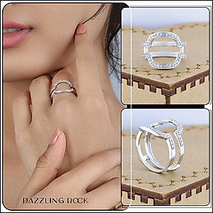 Dazzlingrock Collection 0.34 Carat (ctw) Round White Diamond Enhancer Double Guard Anniversary Wedding Wrap Band Ring 1/3 CT | 925 Sterling Silver, Size 6.5