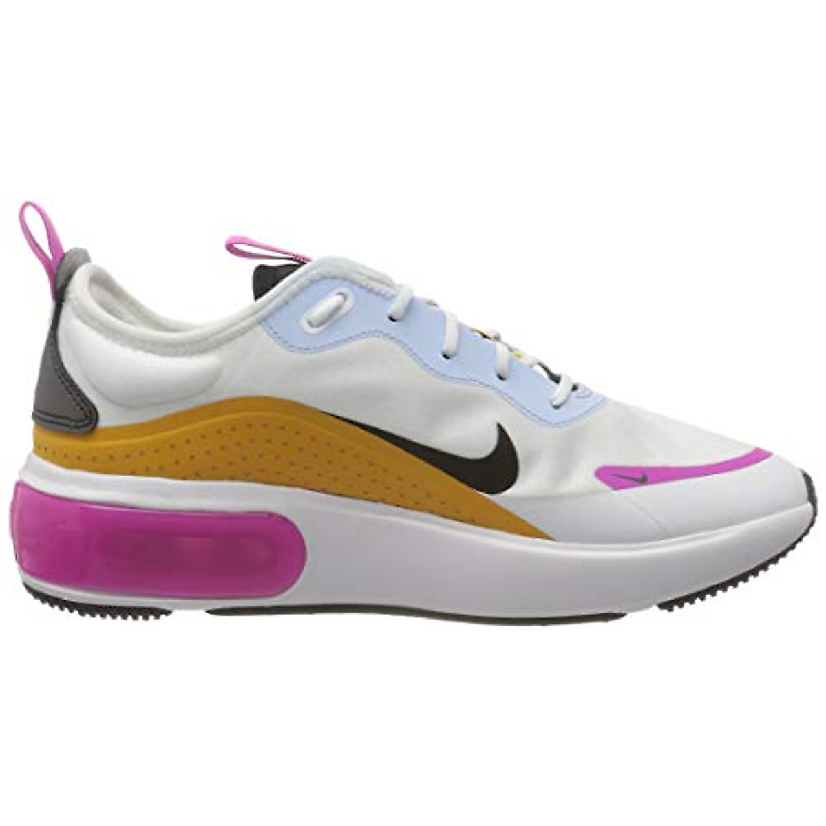 NIKE Women's Sneaker Running Shoe, White Black Pollen Rise Hydrogen Blue, 8 US