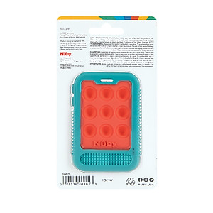 Nuby Baby Teething Toy, 3+ Months, Giggle Bytes Sensory Popper Cellphone, Aqua