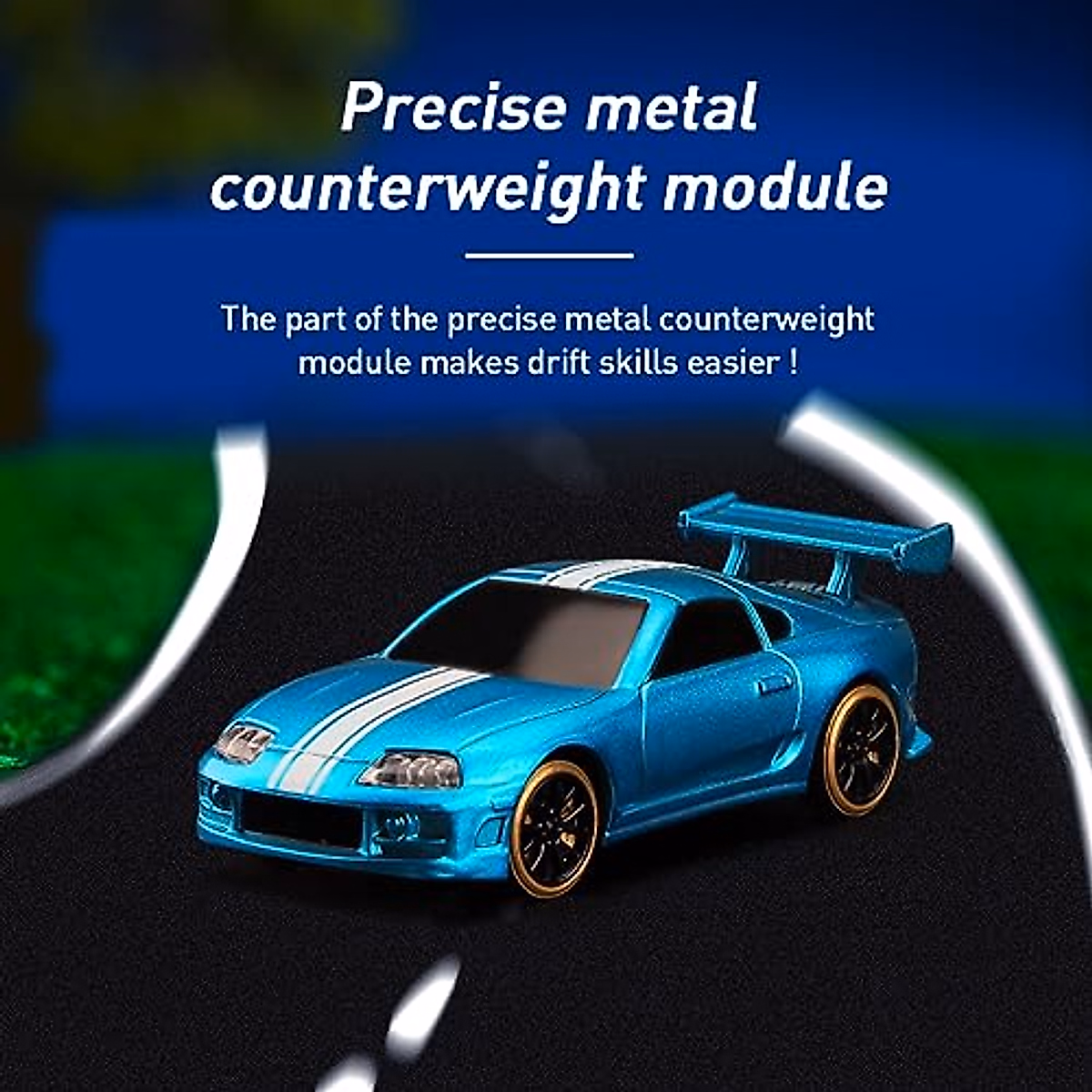 havcybin 1:76 Turbo Racing Scale RC Sport Car, Table Racing Remote Control Mini Model Car Full Proportional RTR Kit Toys (C63-1-blue)