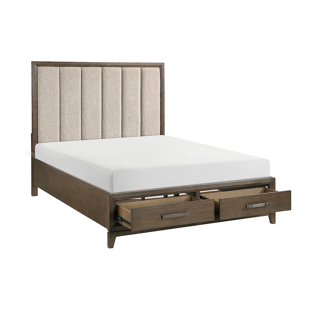 Lexicon Strader Platform Bed with Footboard Storage, Cal King, Dark Walnut