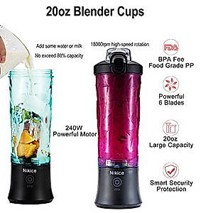 Portable Blender, Personal Blender for Shakes and Smoothies, 20 Oz BPA Free Cup, Waterproof Blender with USB Rechargeable can crushes ice (Black)