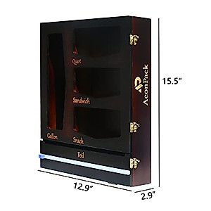 AeonPack Bamboo Ziplock Bag Organizer for Drawer - Flip Top Food Baggie Organizers for Kitchen Drawers - Foil and Plastic Wrap Storage Dispenser - Gallon, Sandwich, Snack, Quart Bag Holder - 15.5x13x3