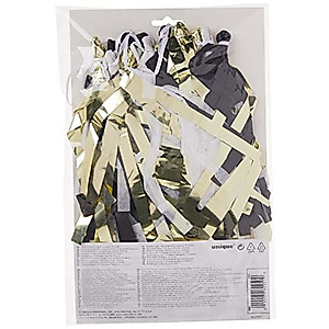 Unique Tissue Tassel Garland, 9 Ft, Gold, Black & White