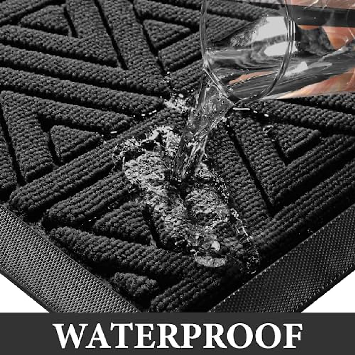 Yimobra Door Mat Outdoor Entrance, Heavy Duty Durable Front Welcome matt for Outside Home Entry, Back Patio Floor Porch Garage Office, Low Profile, Easy Clean, Waterproof, 29.5 x 17, Black