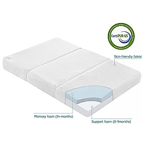 UBBCARE Waterproof Pack and Play Mattress, Portable Crib Mattress for Babies and Toddlers, Memory Foam 38 X 26 X 3 Inches Dual Sided Mattress, Washable Cover & Storage Bag