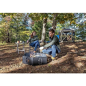 Camco Heavy Duty Steel Campfire Ring - 27"" Wide with Hinged Construction, Portable Collapsible Design is Easily Transportable, Comes with Storage Bag - (51091)", Black