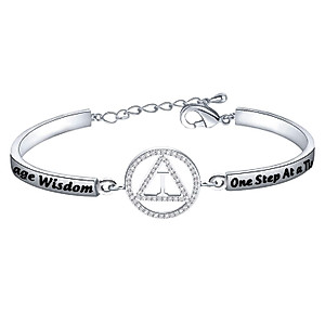 BNQL Serenity Prayer AA Recovery Bracelet AA Anniversary Bracelet God Serenity Courage Wisdom Bracelet 1 Year 2 Year 3 Year Serenity Prayer AA Sobriety Gifts (AA 1yearS)