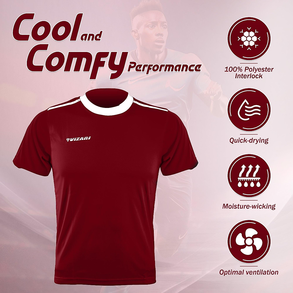 Vizari Velez Jersey, Maroon, Youth Large