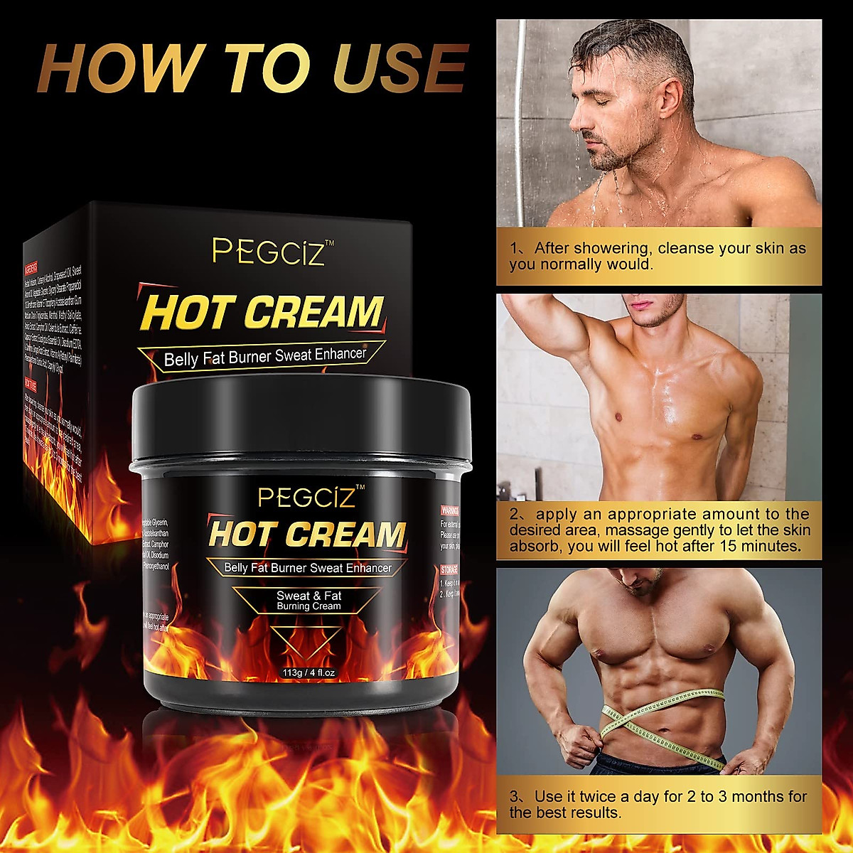 Fat Burning Cream, Hot Cream for Belly Fat Burner, Cellulite Cream for Thighs, Sweat Cream for Women Men Weight Loss, Cellulite Cream for Thighs Belly Butt Firming Legs Slimming Cream