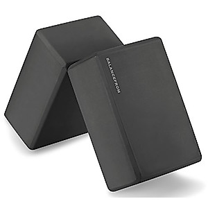 Signature Fitness Set of 2 High Density Yoga Blocks, 9"x6"x4" Each, Pair (Black)