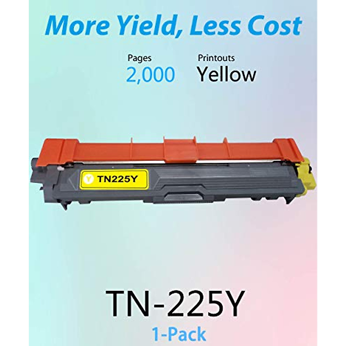 (1-Pack, Yellow) Much&More Compatible Toner Cartridge Replacement for Brother TN-225Y TN-225 TN225 Used for HL-3140CW 3150CDW 3170CDW MFC-9130CW DCP-9022CDW