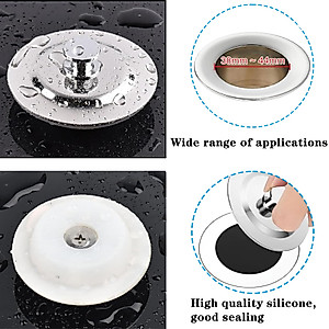 Sink Plug Replacement, Universal Bath Plug, 40-45mm Stainless Steel Push Type Drain Stopper for Kitchen Sink Bathroom Wash Basin