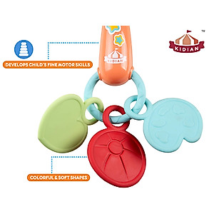 Kidian Baby Rattle - Shake and Jam Rattle - Baby Rattle and Teether Toy, Infant Rattle for 6 Months and Up by Flybar (Monkey)