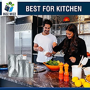 100pcs Mylar Bags for food storage with 300cc oxygen absorbers & Labels- 9.5 Mil Thick variety pack of 10"x14", 6"x9", 4"x6" reusable zip lock bags