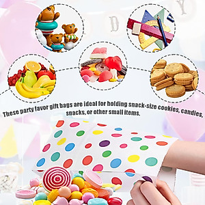 JOHOUSE 100PCS Party Favor Bags, Treat Bags with Stickers Colorful Stripe Dot Gift Bags for Kids Birthday Party Baby Showers 4.7" x 3.1" x 8.7"
